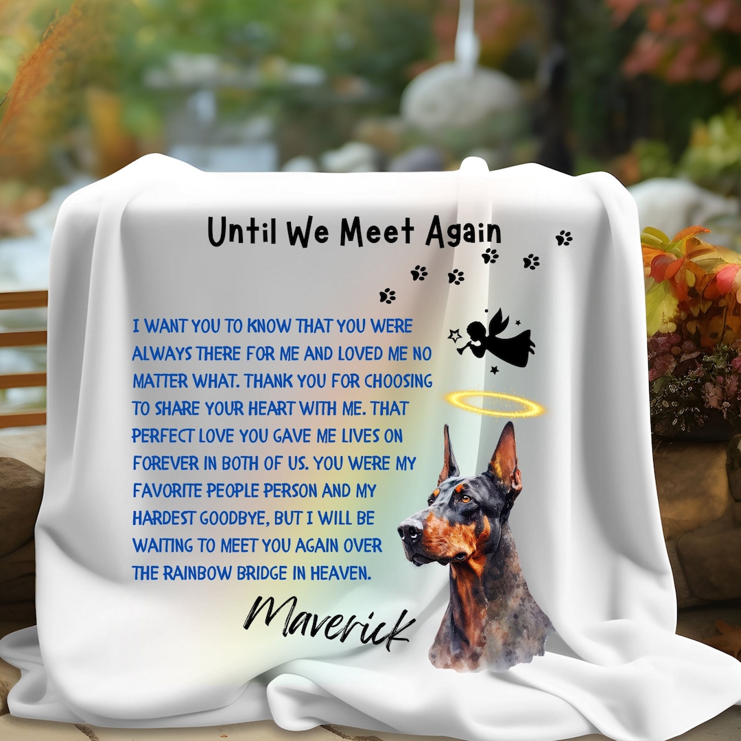 Personalized Doberman Dog Memorial Blanket, Custom Doberman Pinscher ...