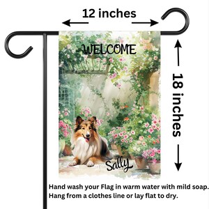 Shetland Sheepdog Personalized Garden Flag, Custom Sheltie Dog Name ...
