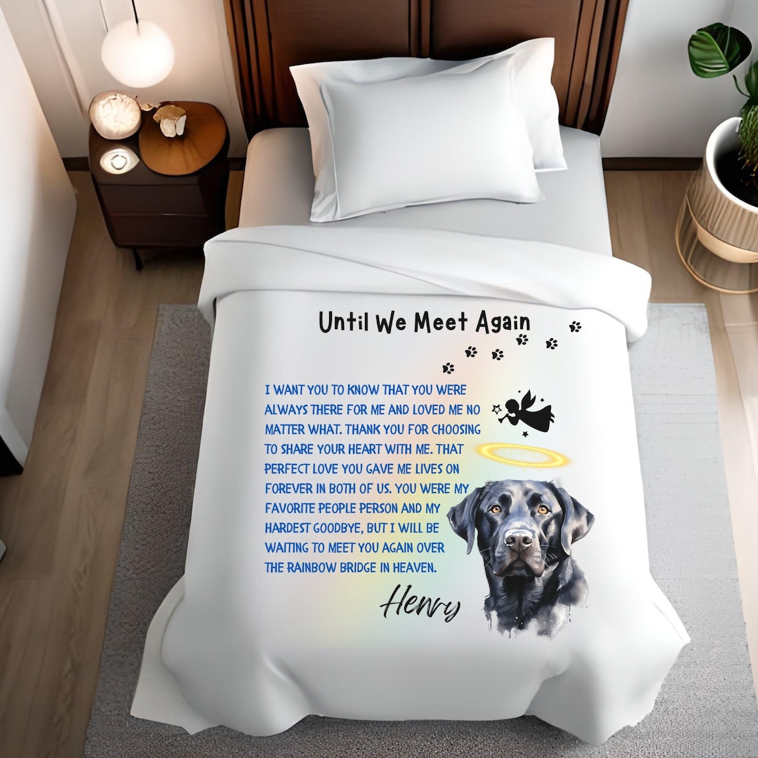 Personalized Black Lab Memorial Blanket, Custom Black Labrador Dog Name ...