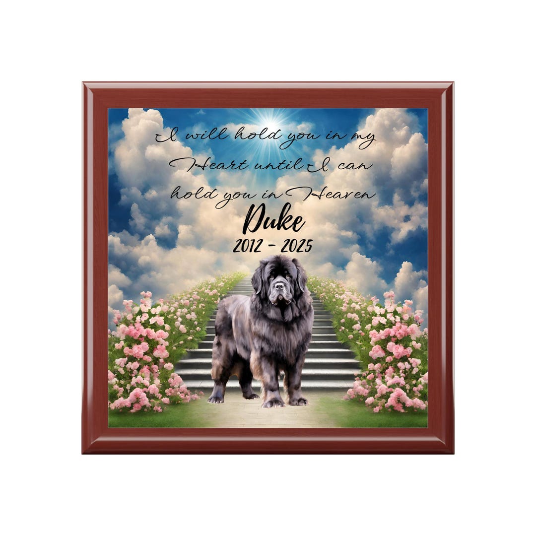 Newfoundland Dog Memorial Box, Personalized Newfie Dog Memory Box, Pet ...