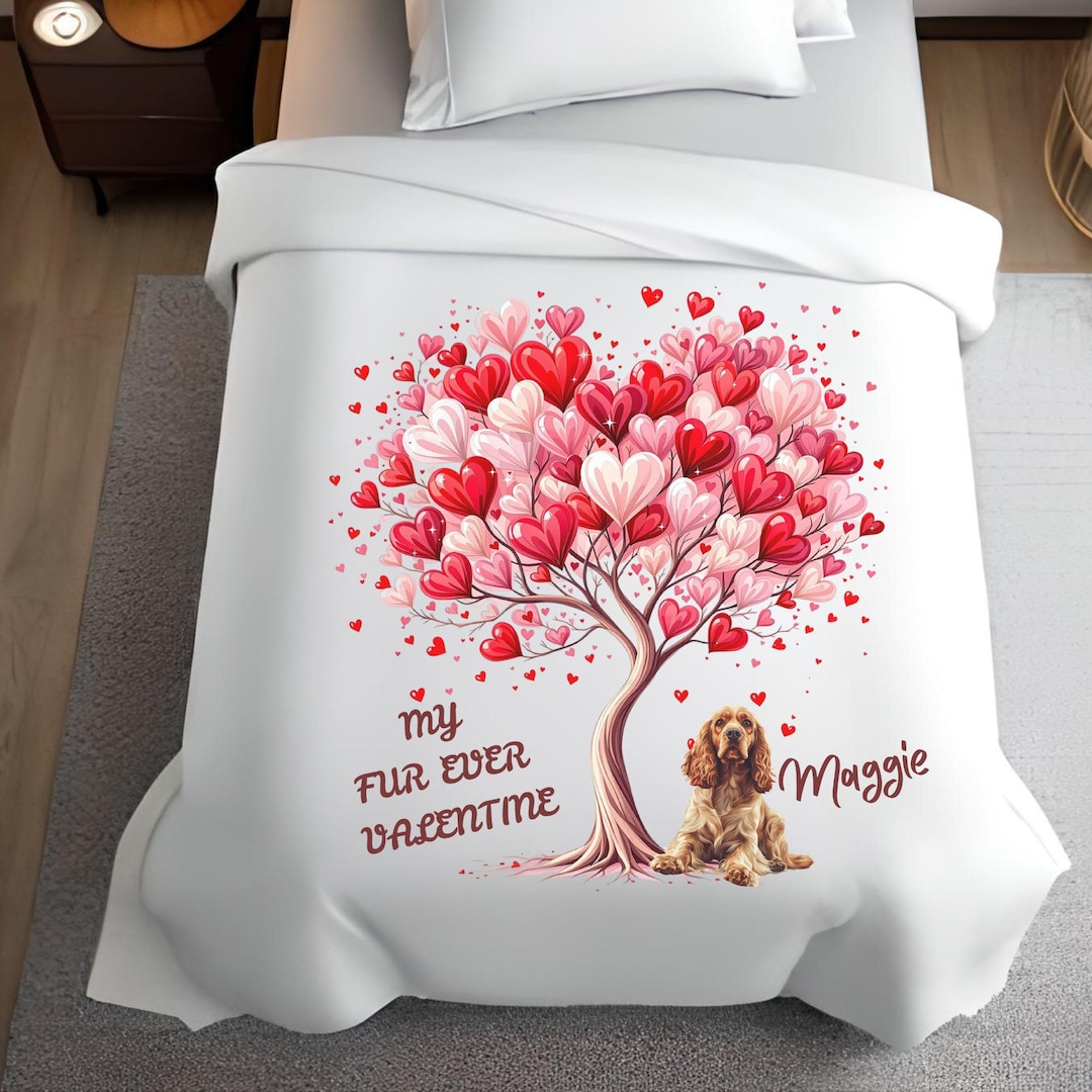 Personalized Cocker Spaniel Valentines Blanket, Custom Dog Name Throw ...