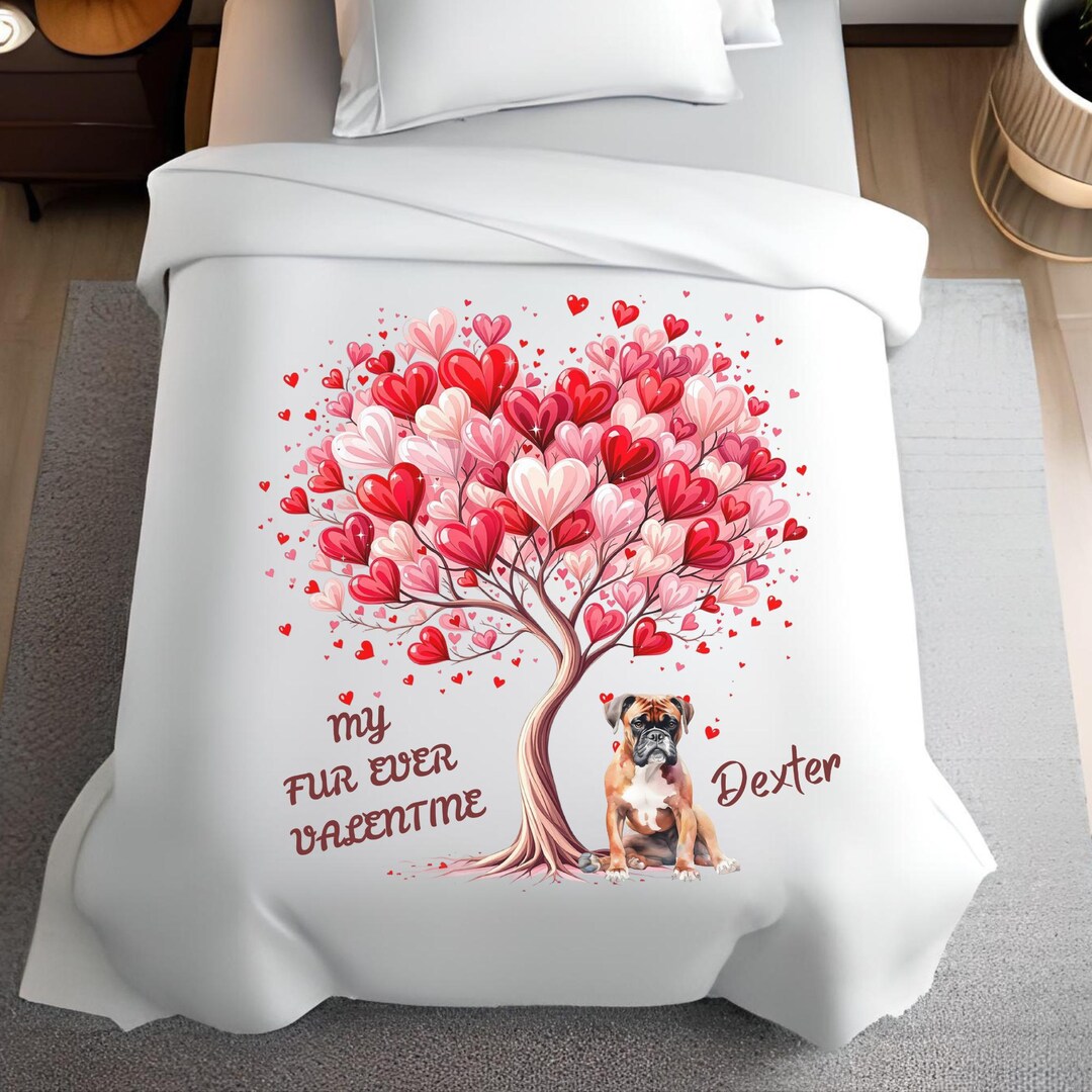 Personalized Boxer Dog Valentines Blanket, Custom Dog Name Throw, Boxer ...