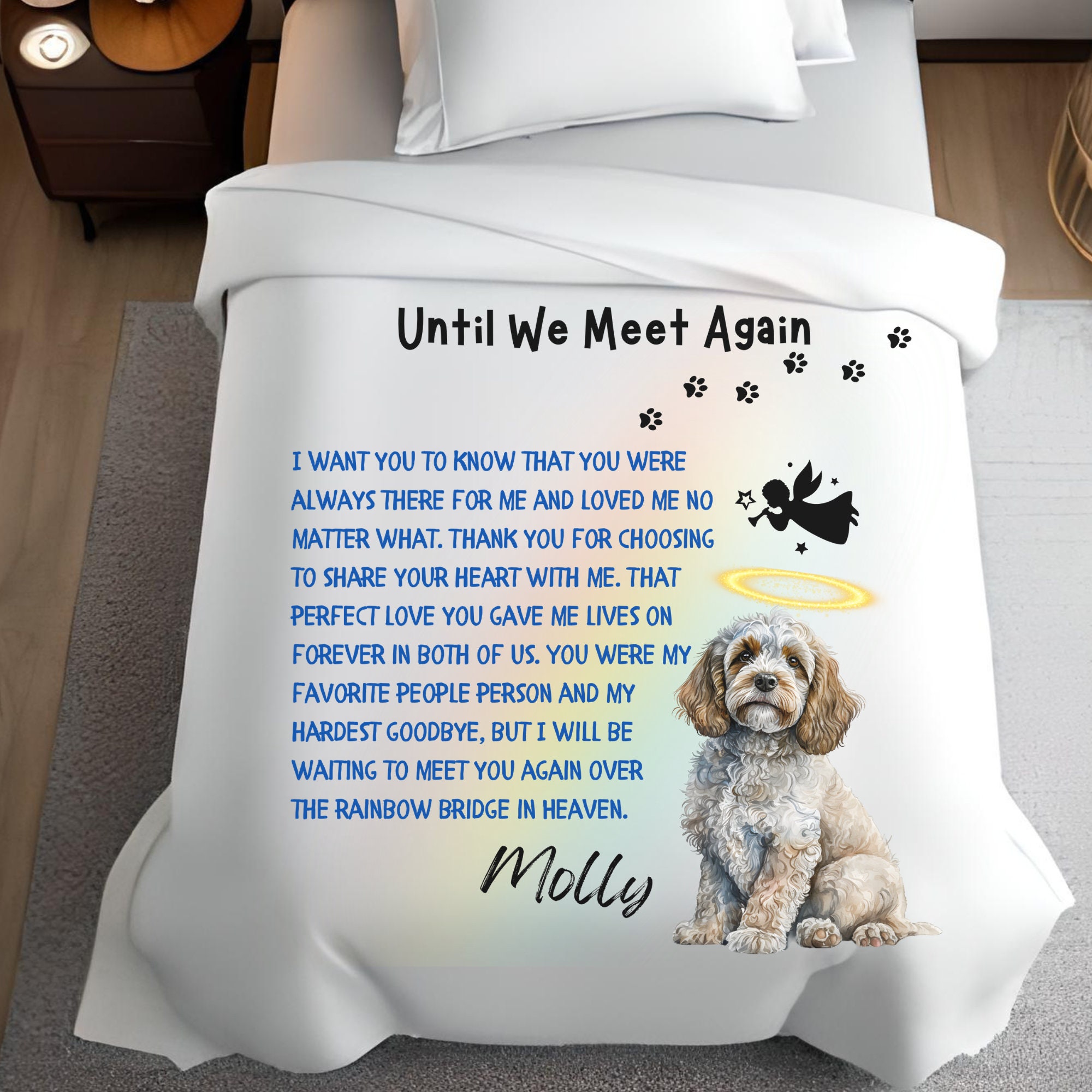Personalized Cockapoo Memorial Blanket, Custom Cockapoo Dog Name Plush ...