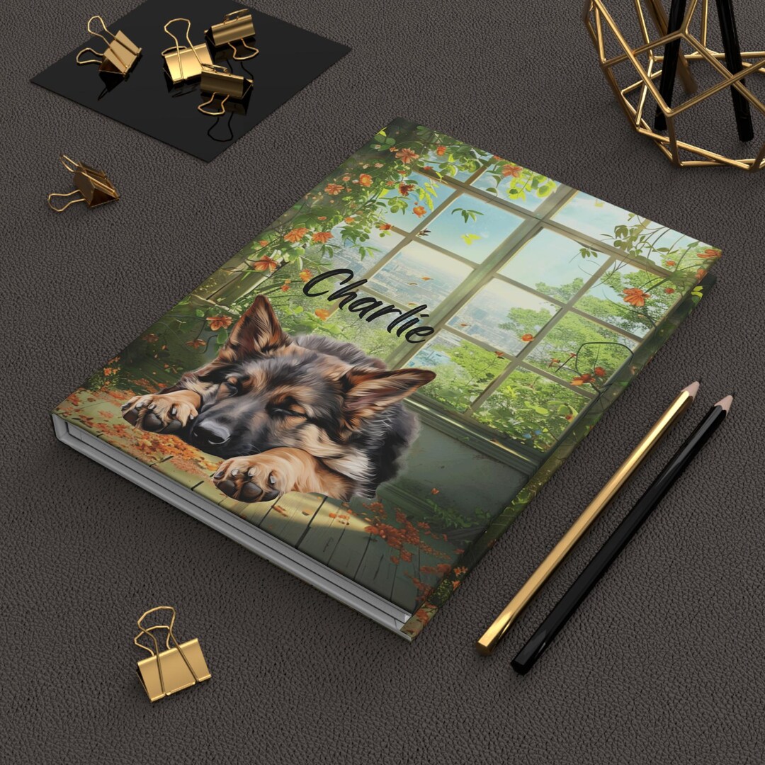 German Shepherd Personalized Dog Name Hardcover Writing Journal, Custom ...