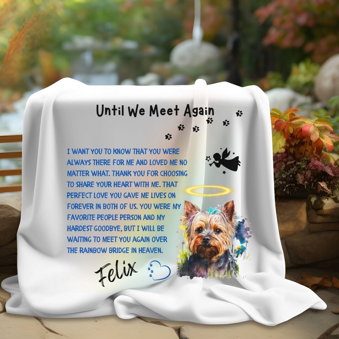 Personalized Yorkie Memorial Blanket, Custom Yorkshire Terrier Dog Name ...