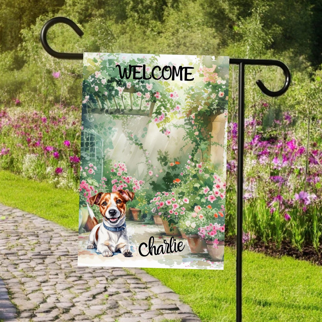 Jack Russell Terrier Personalized Garden Flag, Custom Terrier Dog Name ...