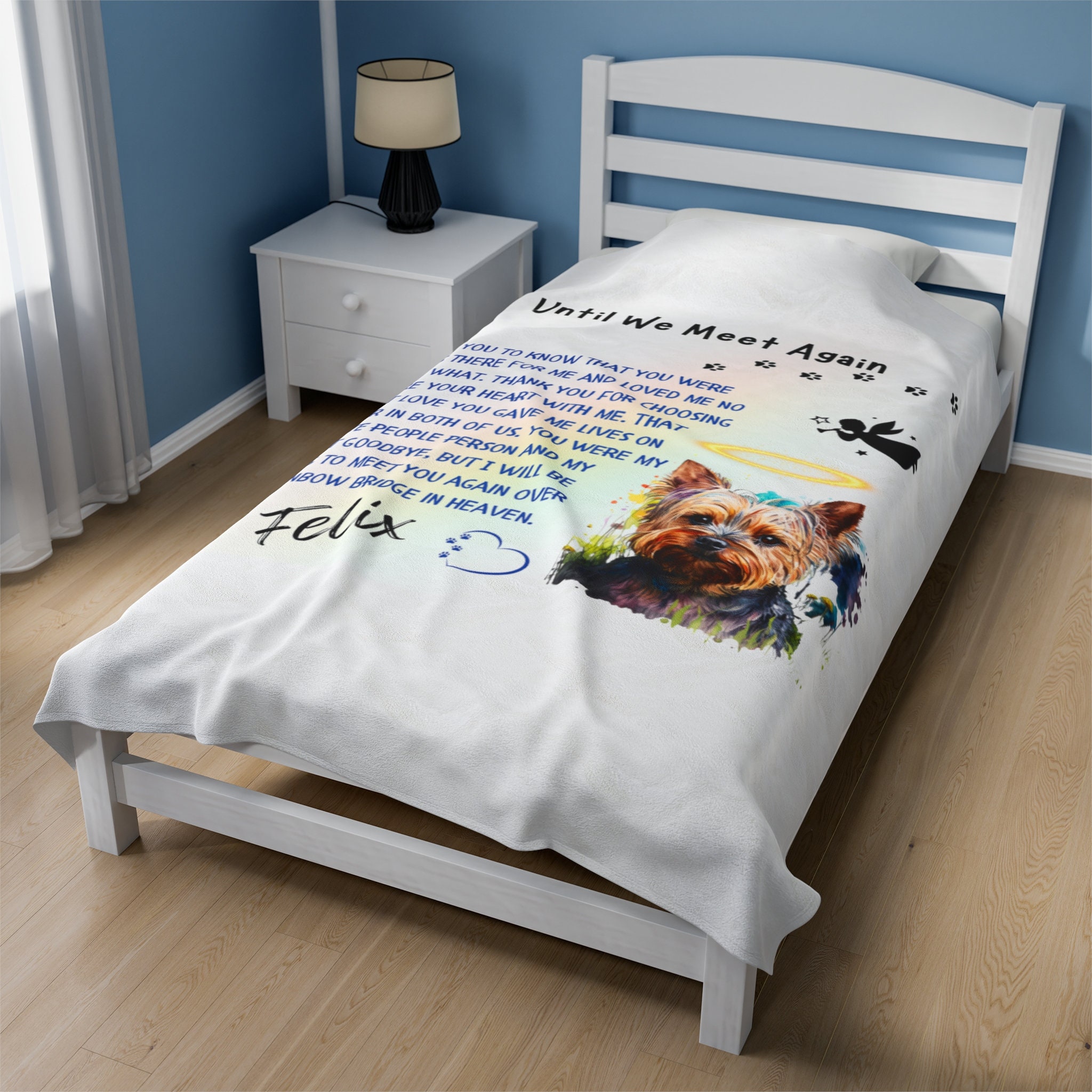 Personalized Yorkie Memorial Blanket, Custom Yorkshire Terrier Dog Name ...