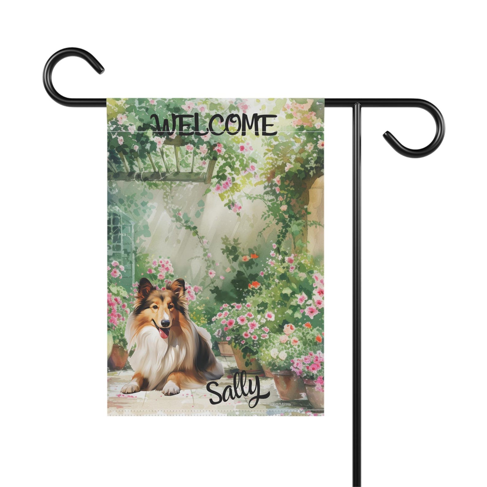 Shetland Sheepdog Personalized Garden Flag, Custom Sheltie Dog Name ...