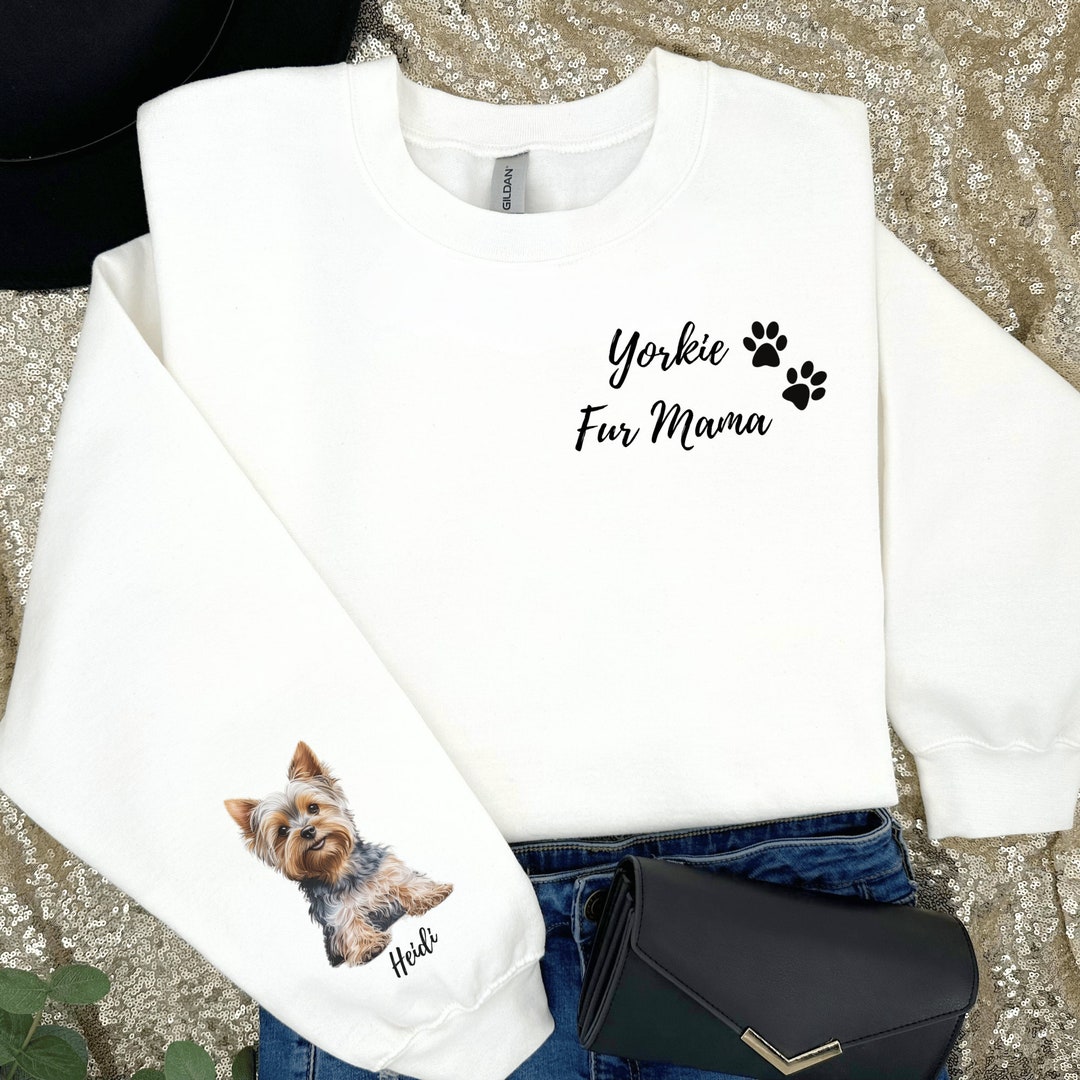Yorkie Sweatshirt, Custom Yorkshire Terrier Crewneck, Personalized ...