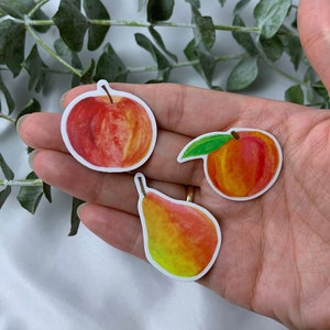 3-piece Mini Sticker Pack, Peach Vinyl Sticker, Pear Vinyl Sticker ...