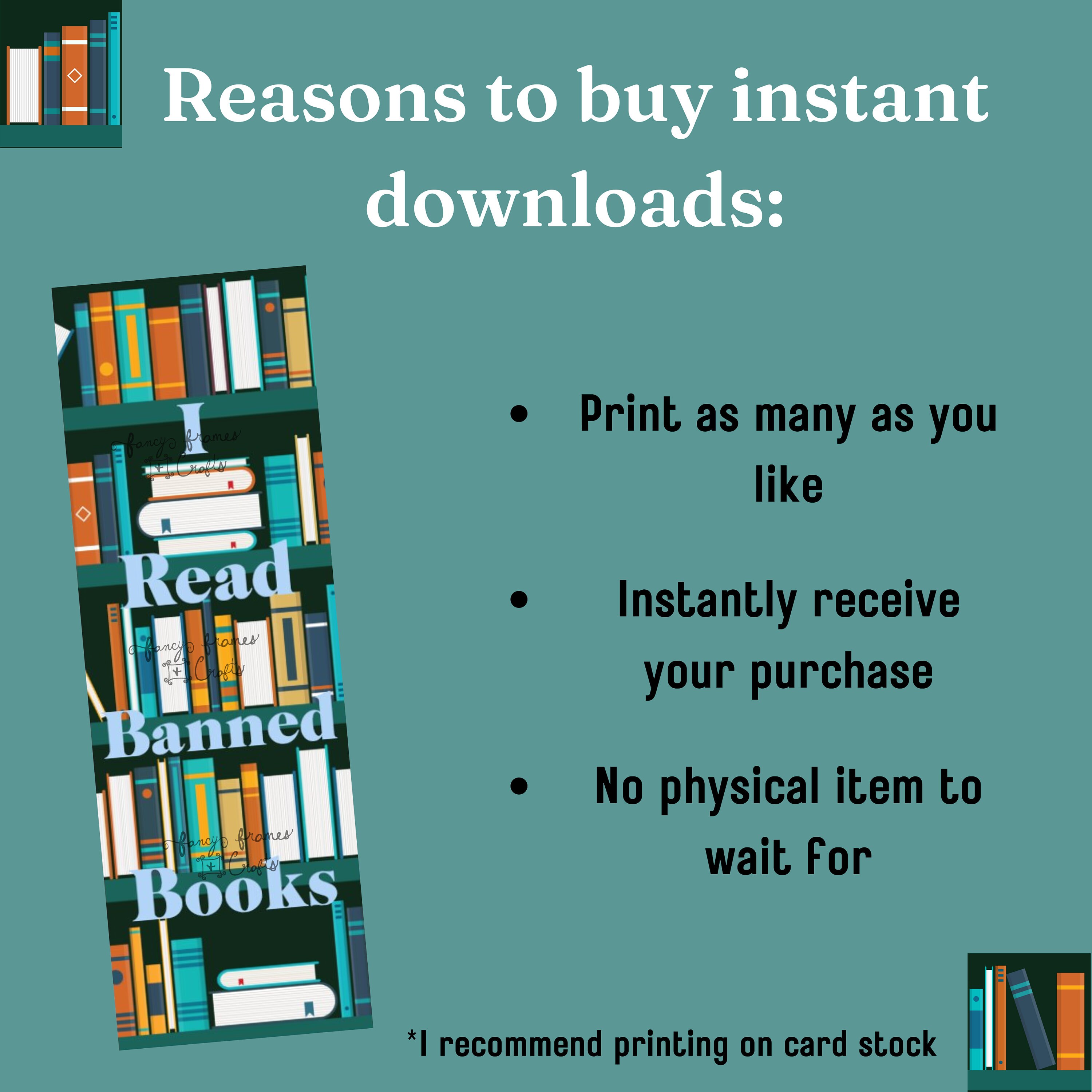 I Read Banned Books Bookmark Png, Digital Download Bookmark, Instant ...