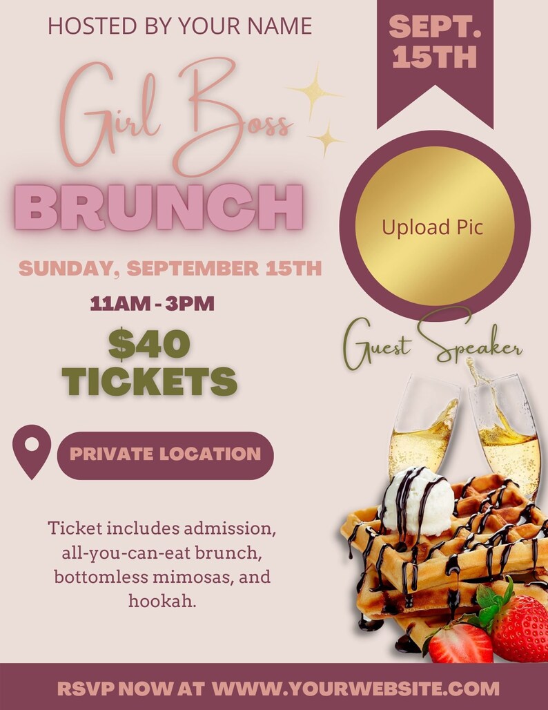 Brunch Flyer DIY Editable Canva Template Brunch Invitation Flyer Sunday ...