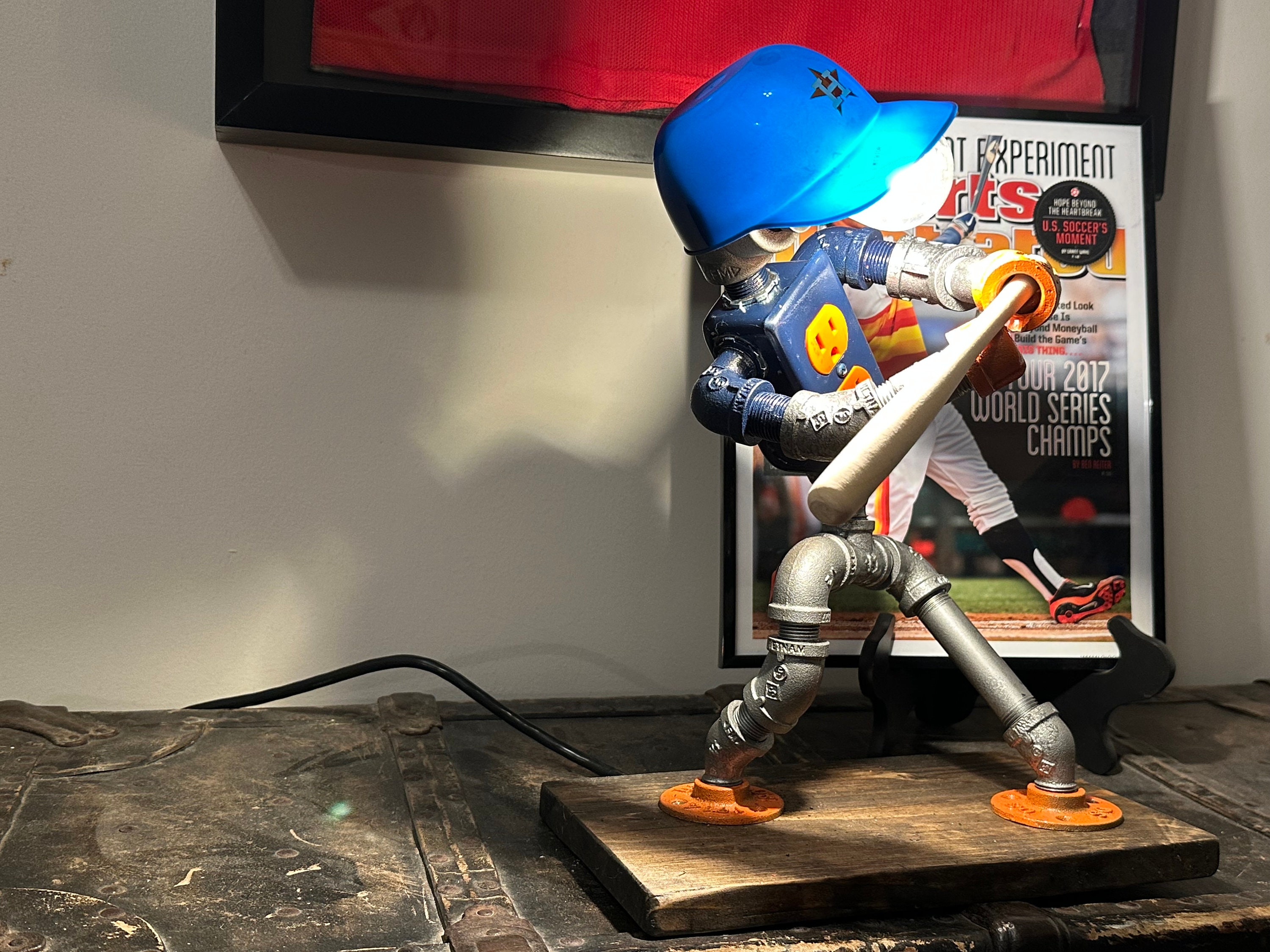 Steampunk Pipe Lamp Baseball Player - Christmas Gift - Sports ...