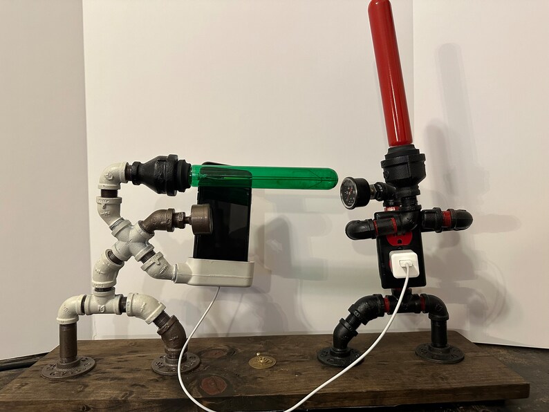 Jedi V Sith Steampunk Pipe Lamp Charging Station - Bedside Table - Star ...