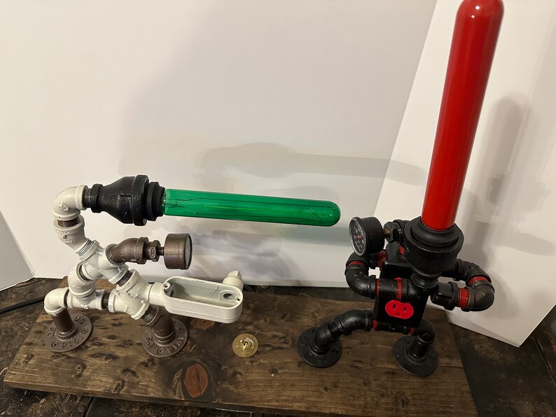 Jedi V Sith Steampunk Pipe Lamp Charging Station - Bedside Table - Star ...