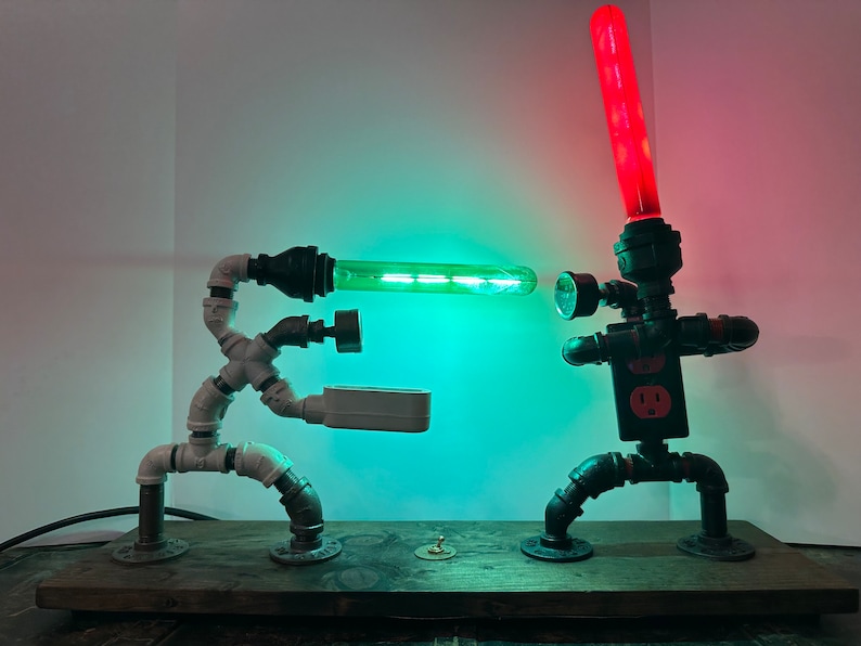 Jedi V Sith Steampunk Pipe Lamp Charging Station - Bedside Table - Star ...