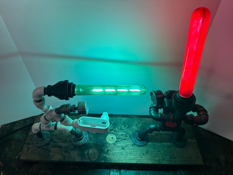 Jedi V Sith Steampunk Pipe Lamp Charging Station - Bedside Table - Star ...