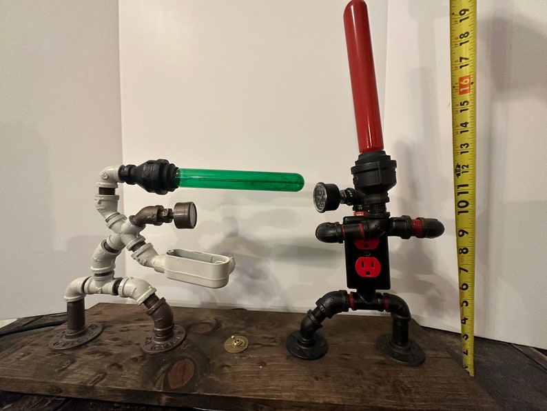 Jedi V Sith Steampunk Pipe Lamp Charging Station - Bedside Table - Star ...