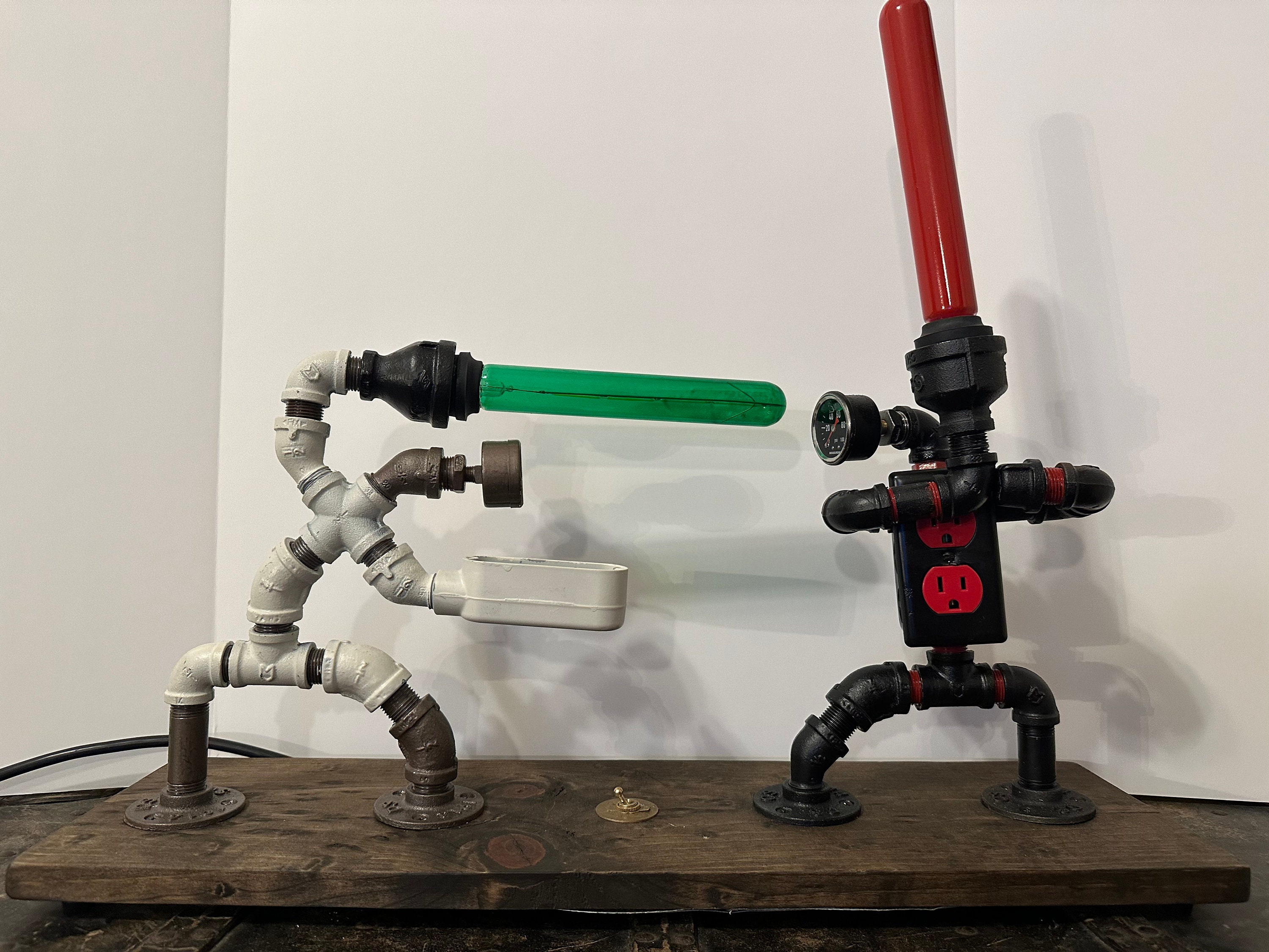 Jedi V Sith Steampunk Pipe Lamp Charging Station - Bedside Table - Star ...
