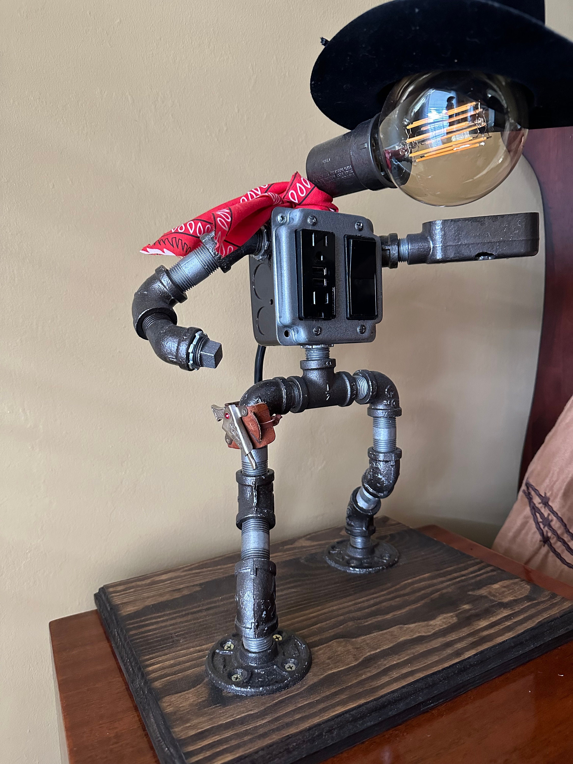 Steampunk Cowboy Pipe Lamp - Etsy