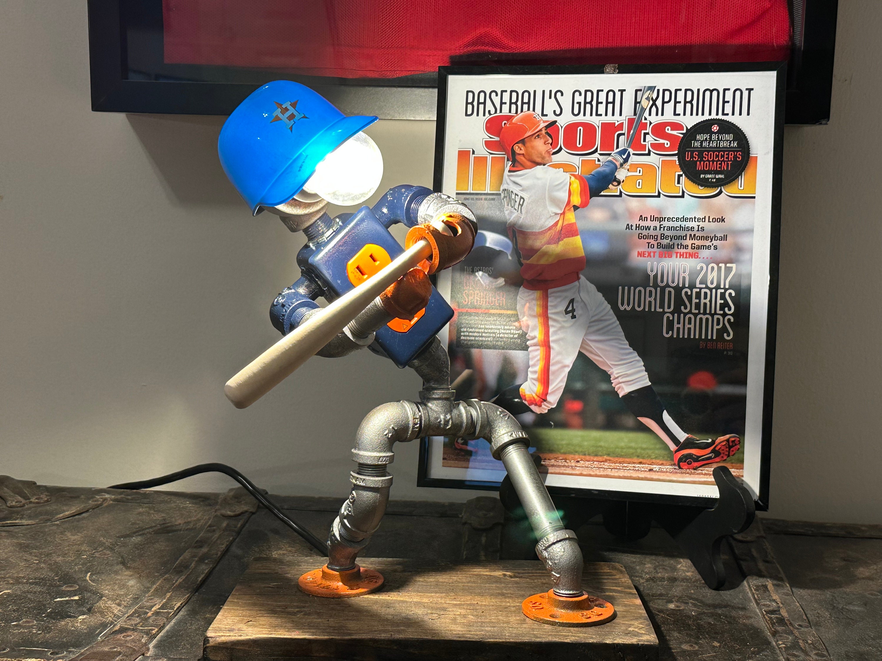 Steampunk Pipe Lamp Baseball Player - Christmas Gift - Sports ...