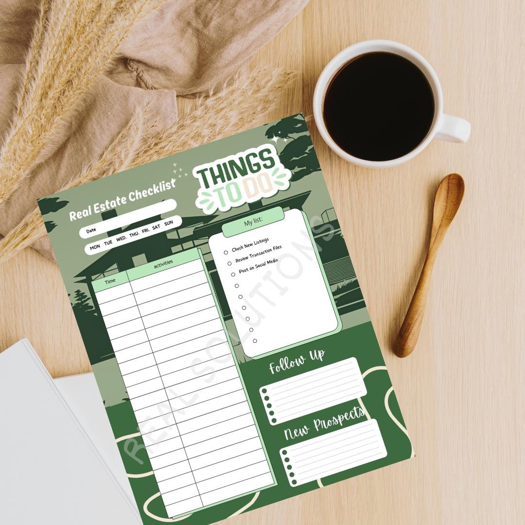 Real Estate Daily Checklist Planner to Do List Prospecting Follow Up - Etsy