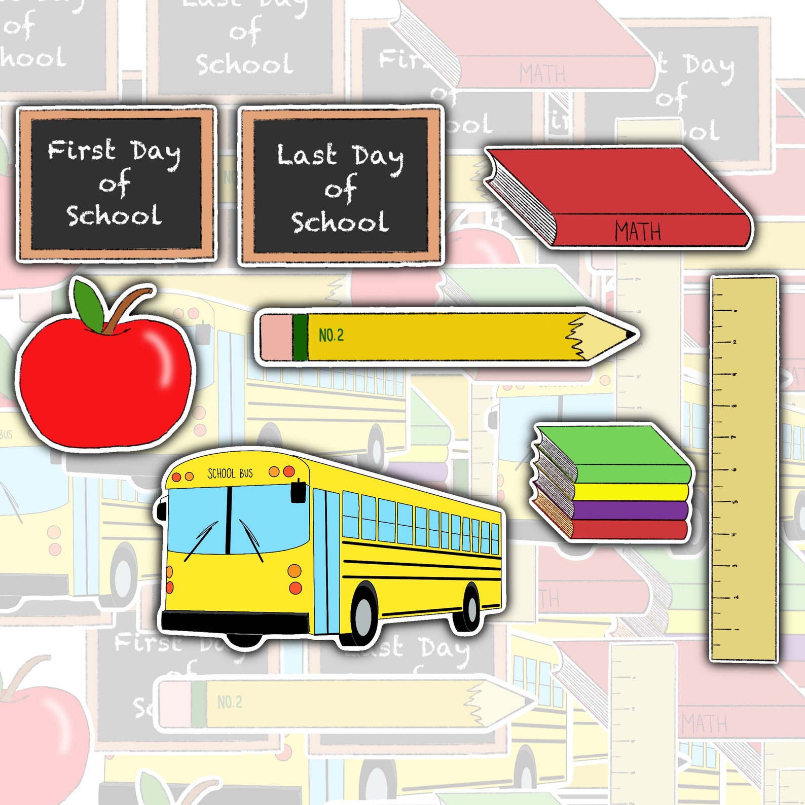 School| Digital Stickers| Digital Planner| Digital Scrapbook - Etsy