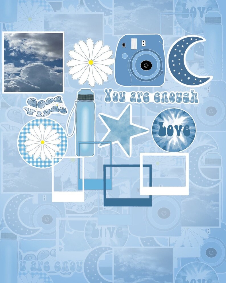 Blue Aesthetic Digital Stickers - Etsy