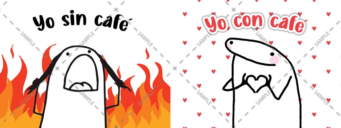 Florks Yo con Cafe Yo sin Cafe Deformito png Sublimar Taza - Etsy España