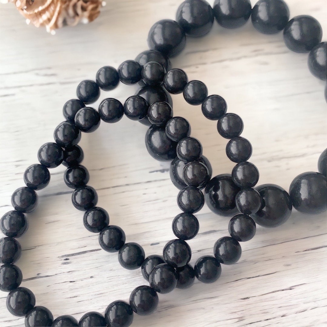 Shungite Bead Bracelet, Natural Shungite Gemstone 8mm Shungite 13mm ...