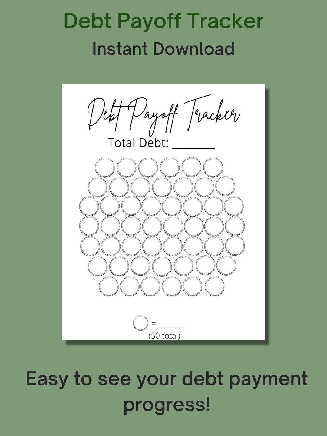 Instant Download Debt Payoff Tracker, Printable Tracker, Debt Payment ...