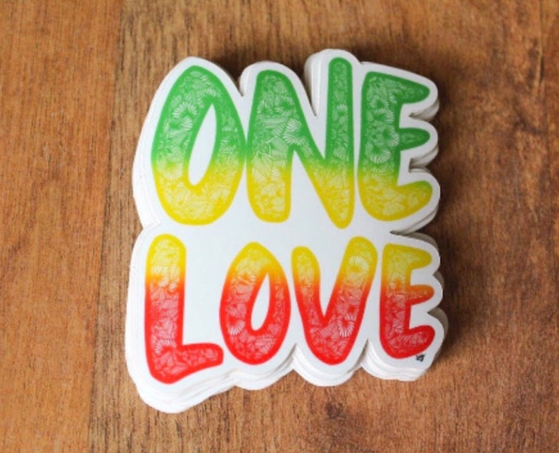 One Love Sticker - Bob Marley Sticker - Reggae Sticker - Waterproof ...
