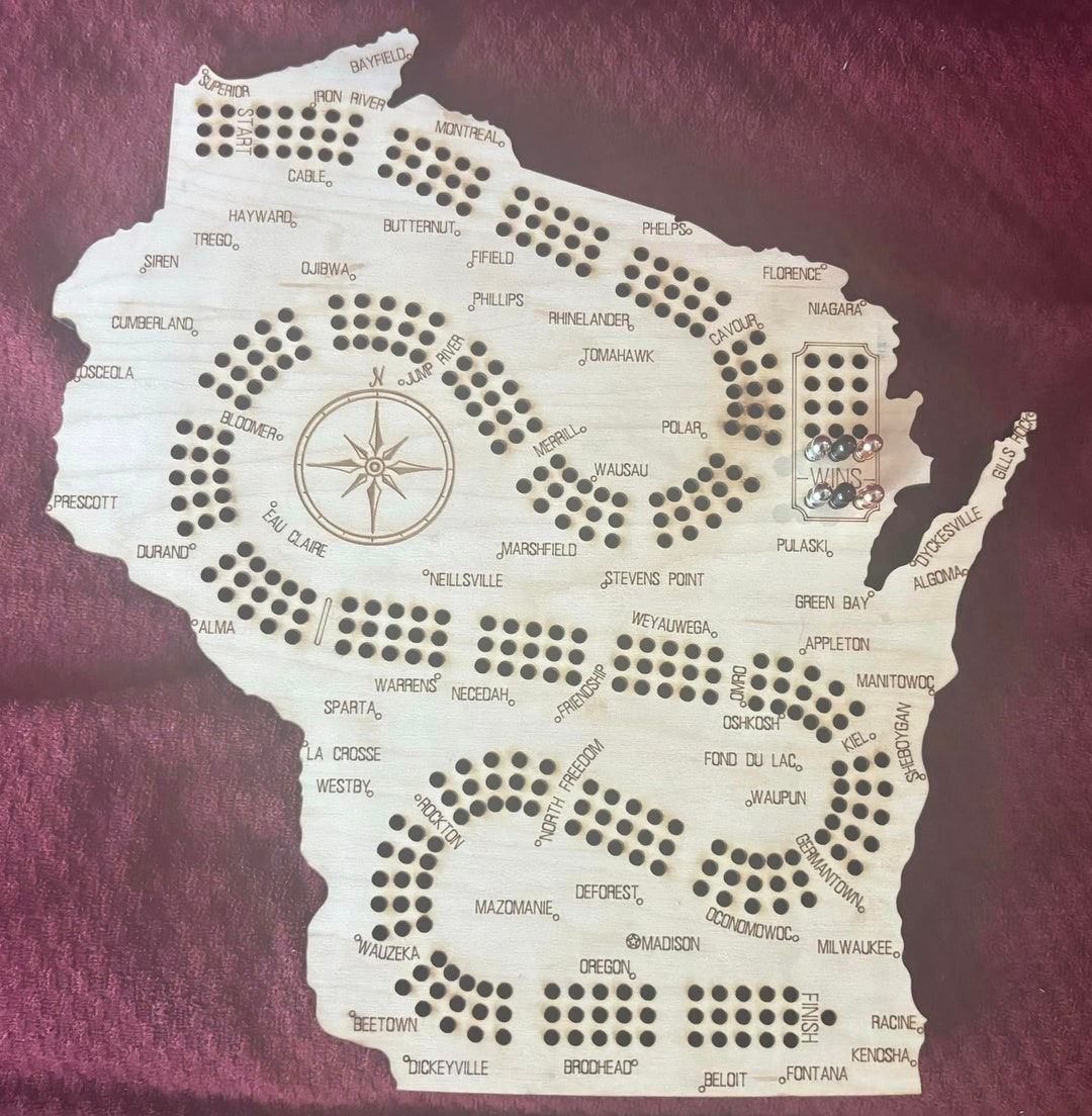 Wooden Wisconsin Cribbage Board - Etsy