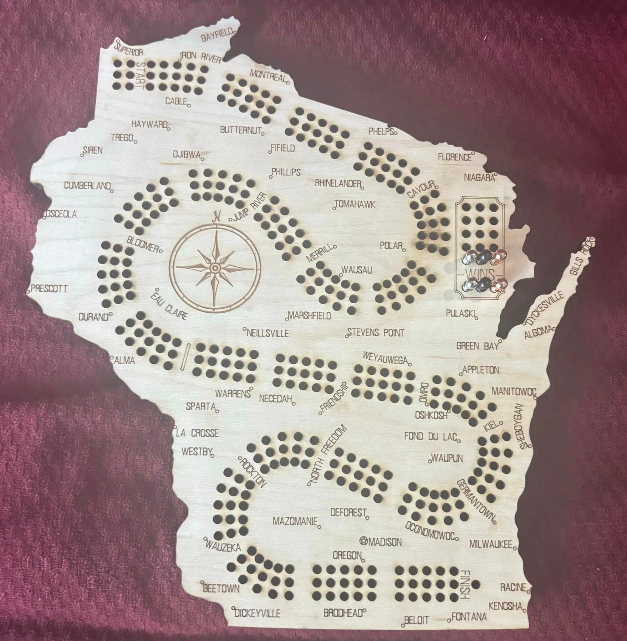 Wooden Wisconsin Cribbage Board - Etsy
