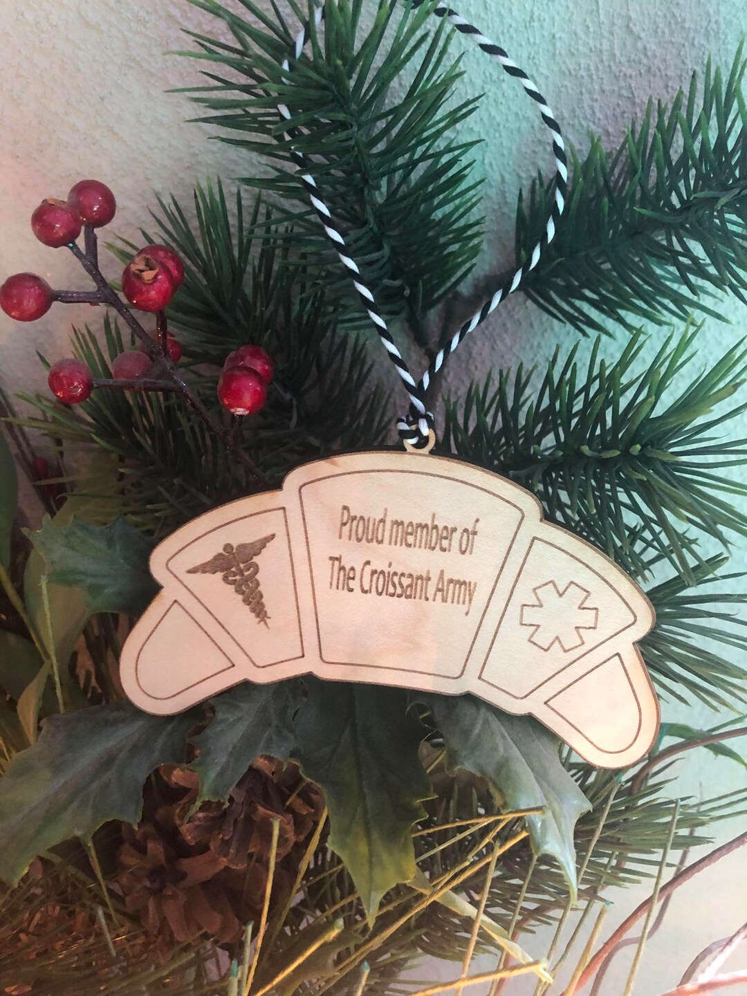 Croissant Army Wooden Christmas Ornament - Etsy