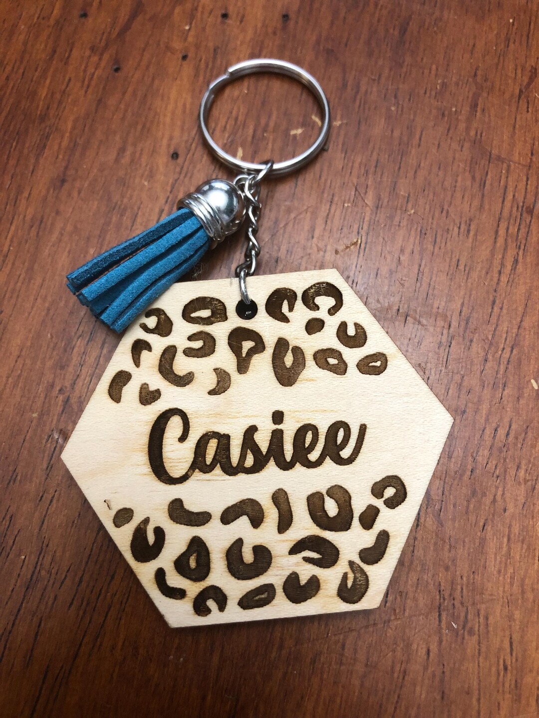 Personalized Leopard Print Engraved Wooden Keychain, Multiple Shapes ...