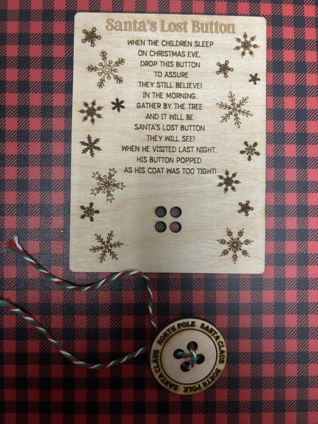 Santa's Lost Button Poem on Wooden Card With Detachable Button - Etsy