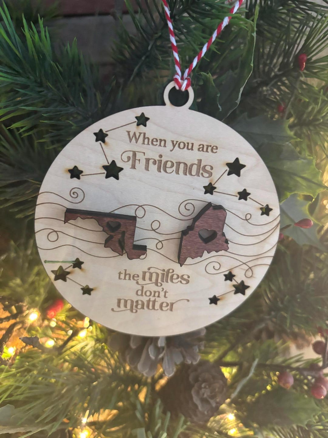 Love Knows No Limits, Miles Don't Matter Customized Wooden Ornaments - Etsy