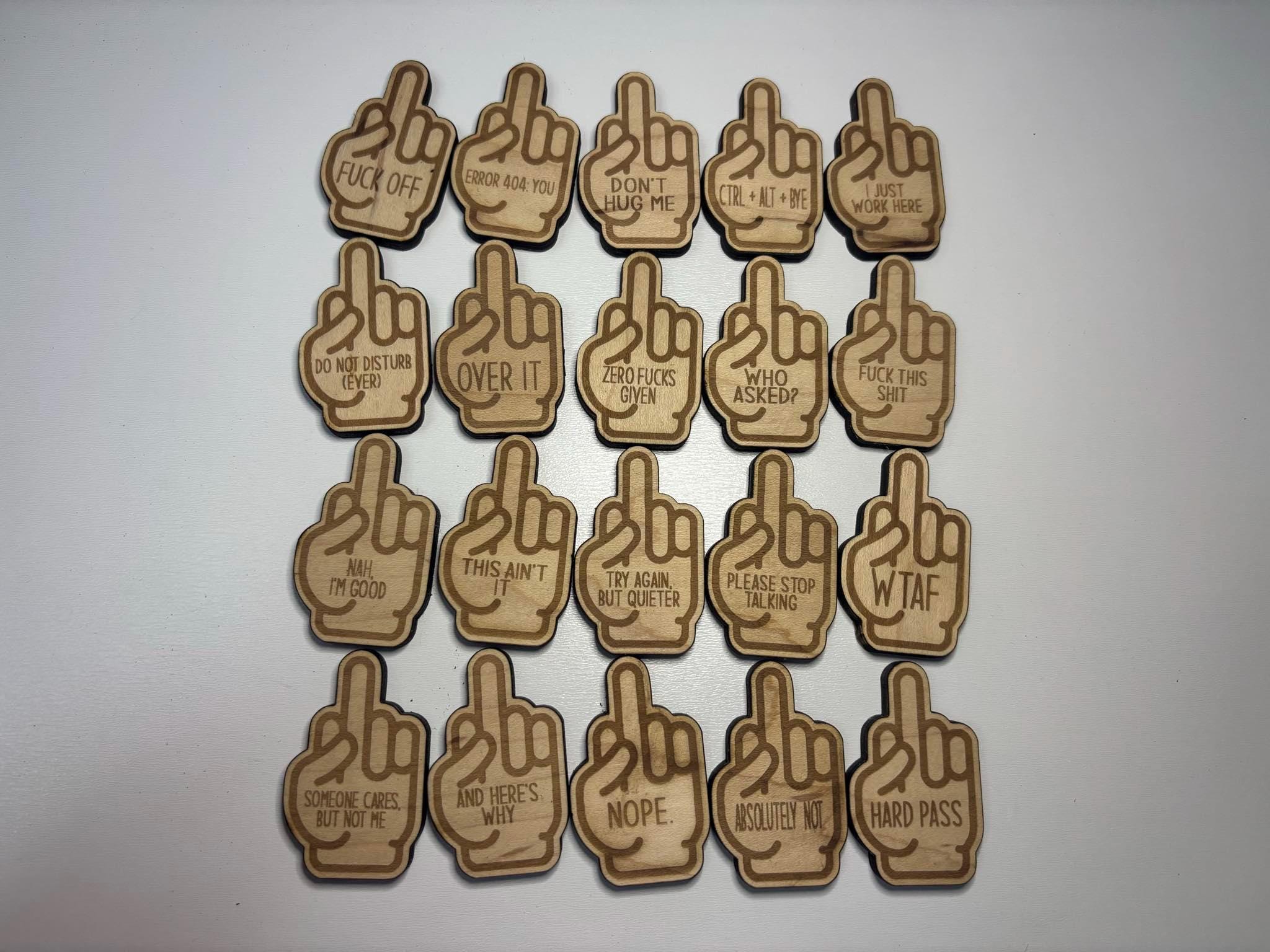 Set of 20 Sarcastic Wooden Tokens- Middle Finger Shaped - Etsy