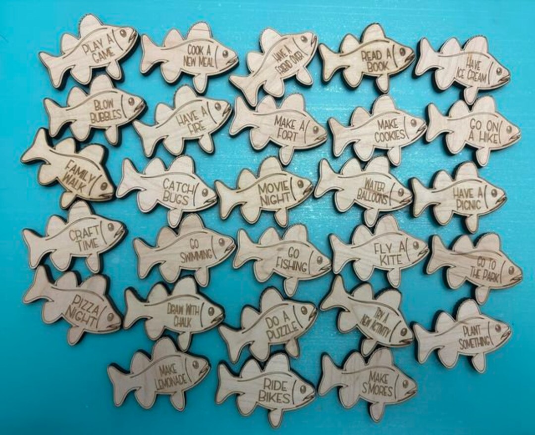 Set of 28 Wooden Fish Activity Tokens, Boredom Buster for Kids! - Etsy