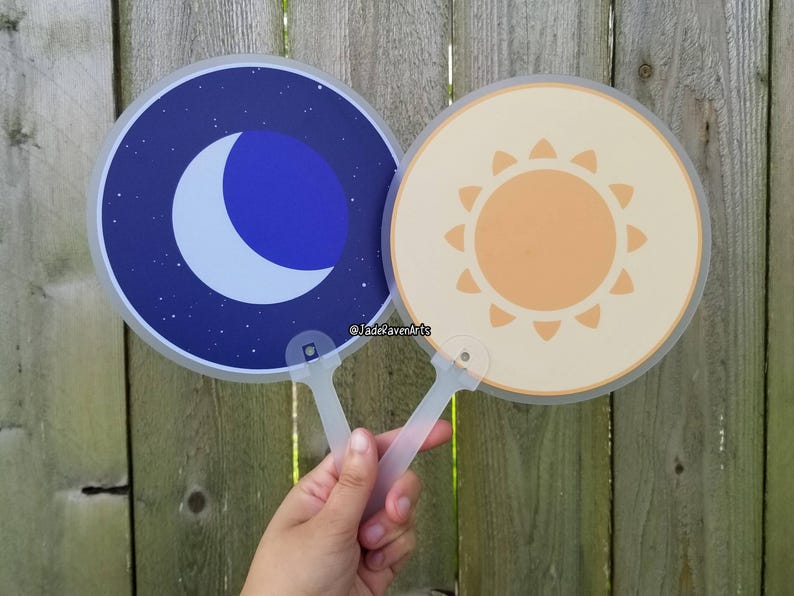 Sun and Moon Hand Fans | PVC - Etsy