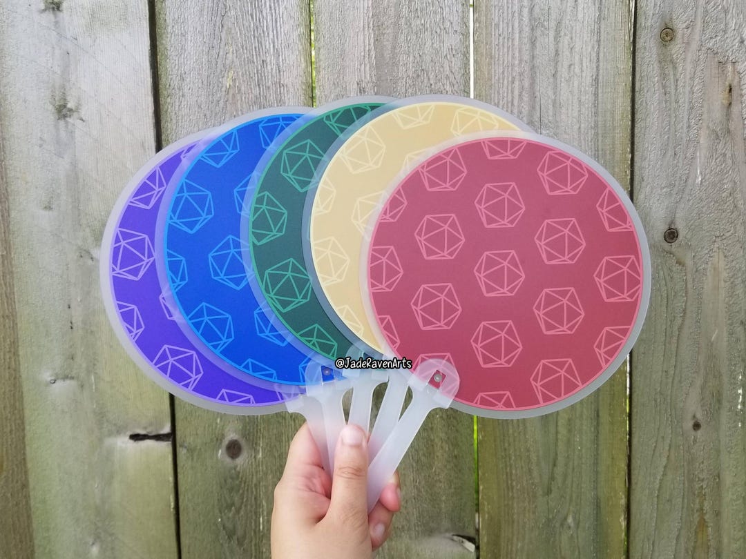 D20 Pattern Hand Fans | PVC | 5 Color Options - Etsy