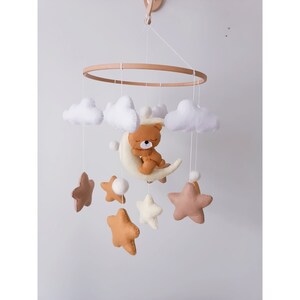 Cot Mobile, Teddy Bear Moon Mobile, Handmade, Baby Mobile, Crib Mobil ...
