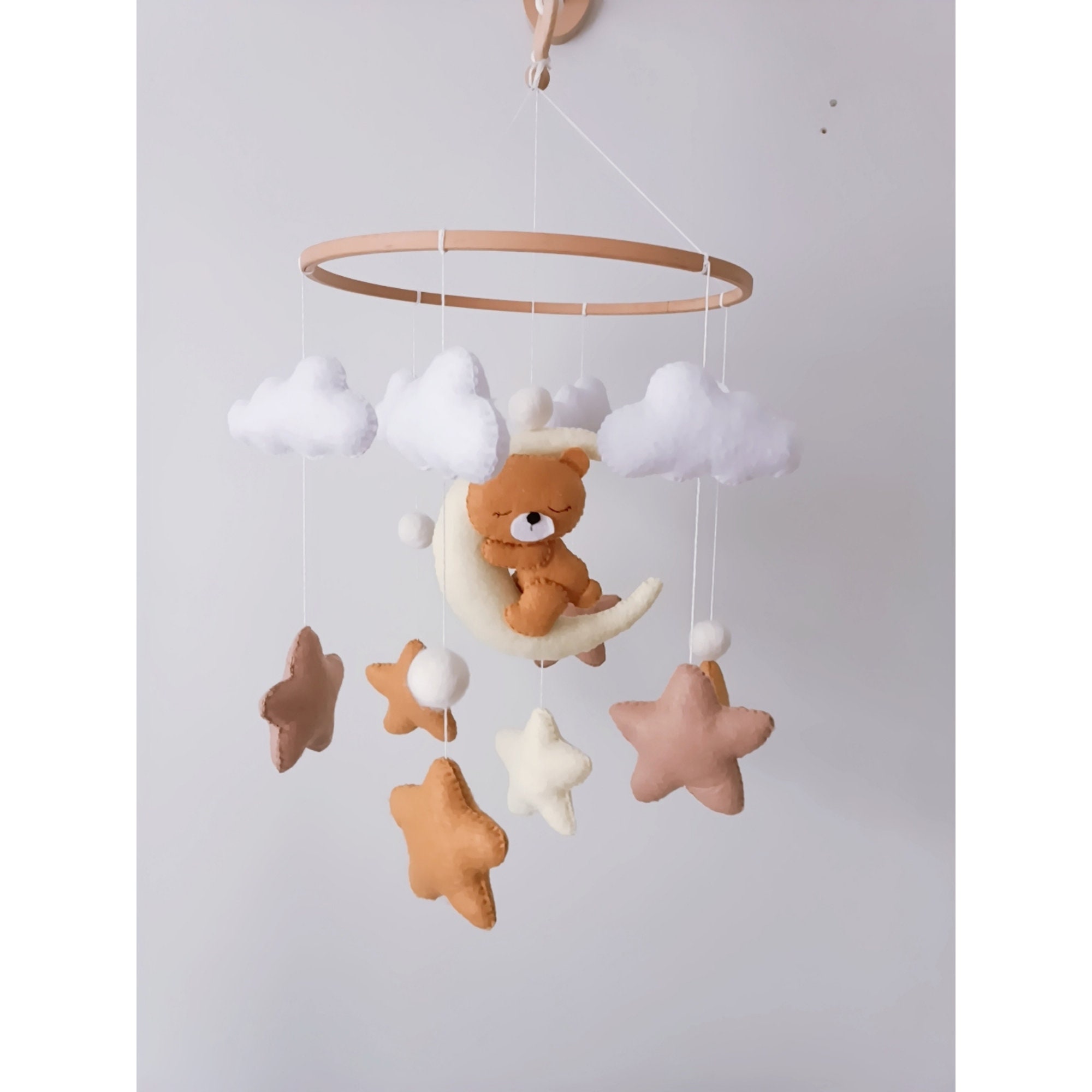 Cot Mobile Teddy Bear Moon Mobile Handmade Baby Mobile - Etsy