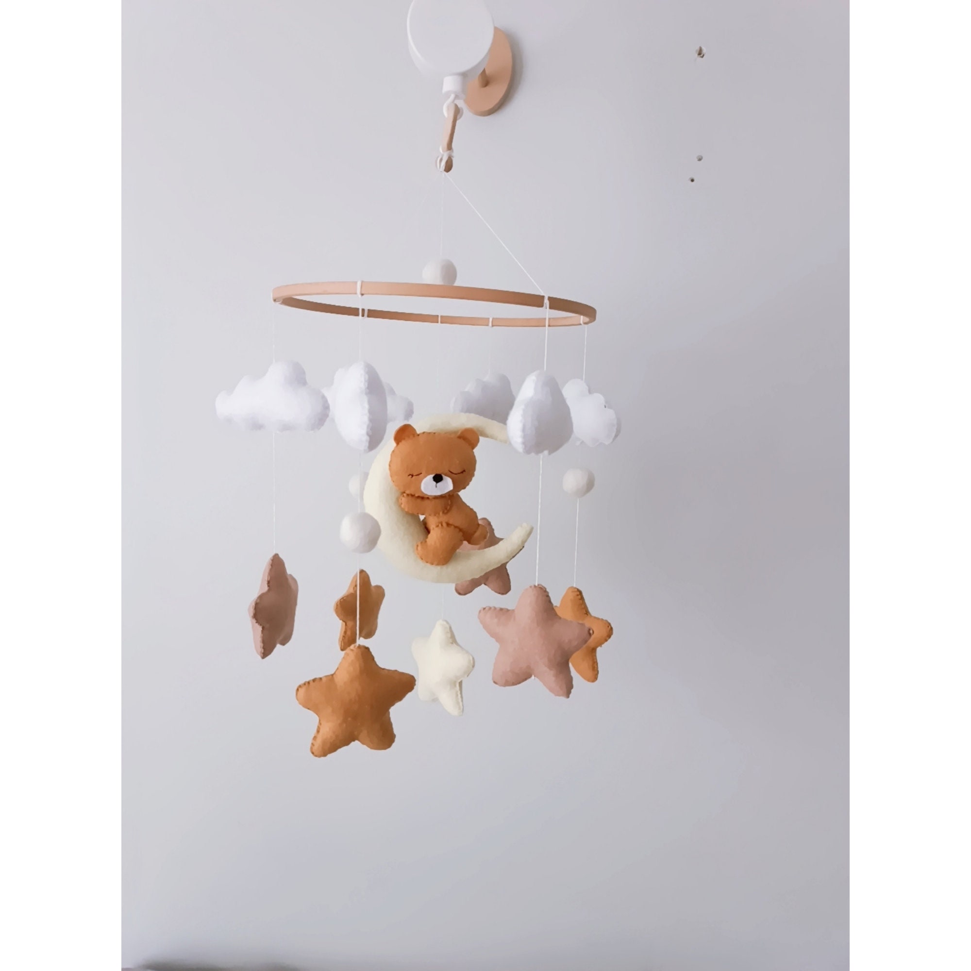 Cot Mobile Teddy Bear Moon Mobile Handmade Baby Mobile - Etsy
