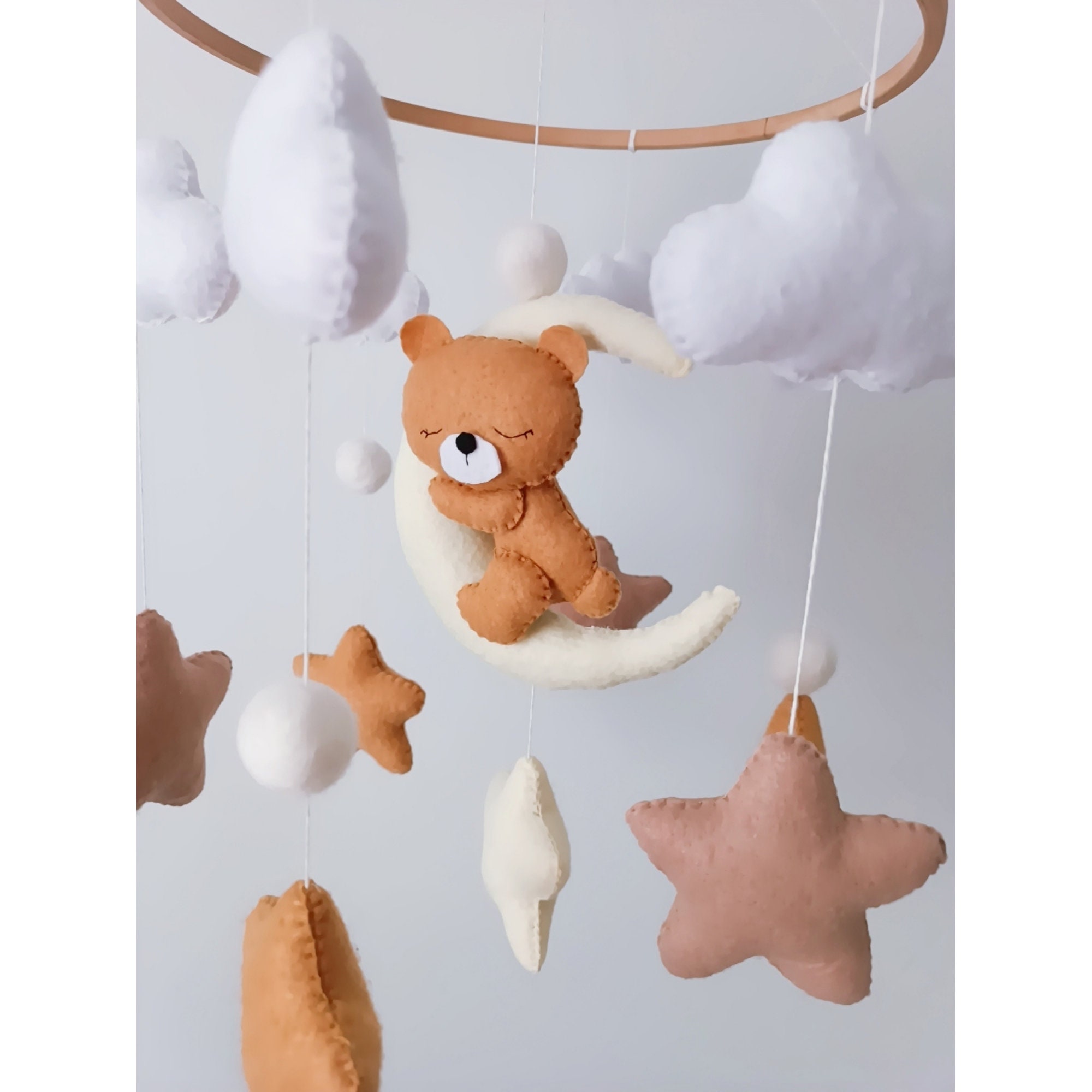 Cot Mobile Teddy Bear Moon Mobile Handmade Baby Mobile - Etsy