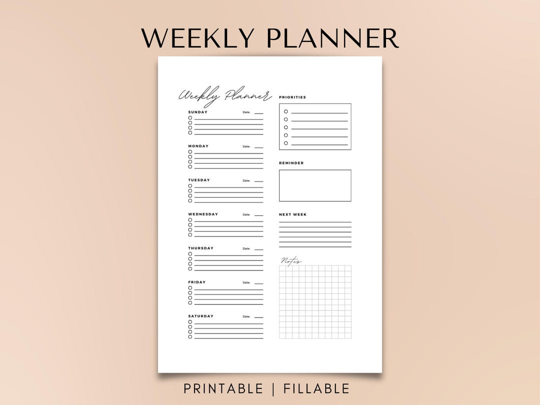 Weekly Digital Planner Goal Setting, Progress Tracker, Work From Home ...