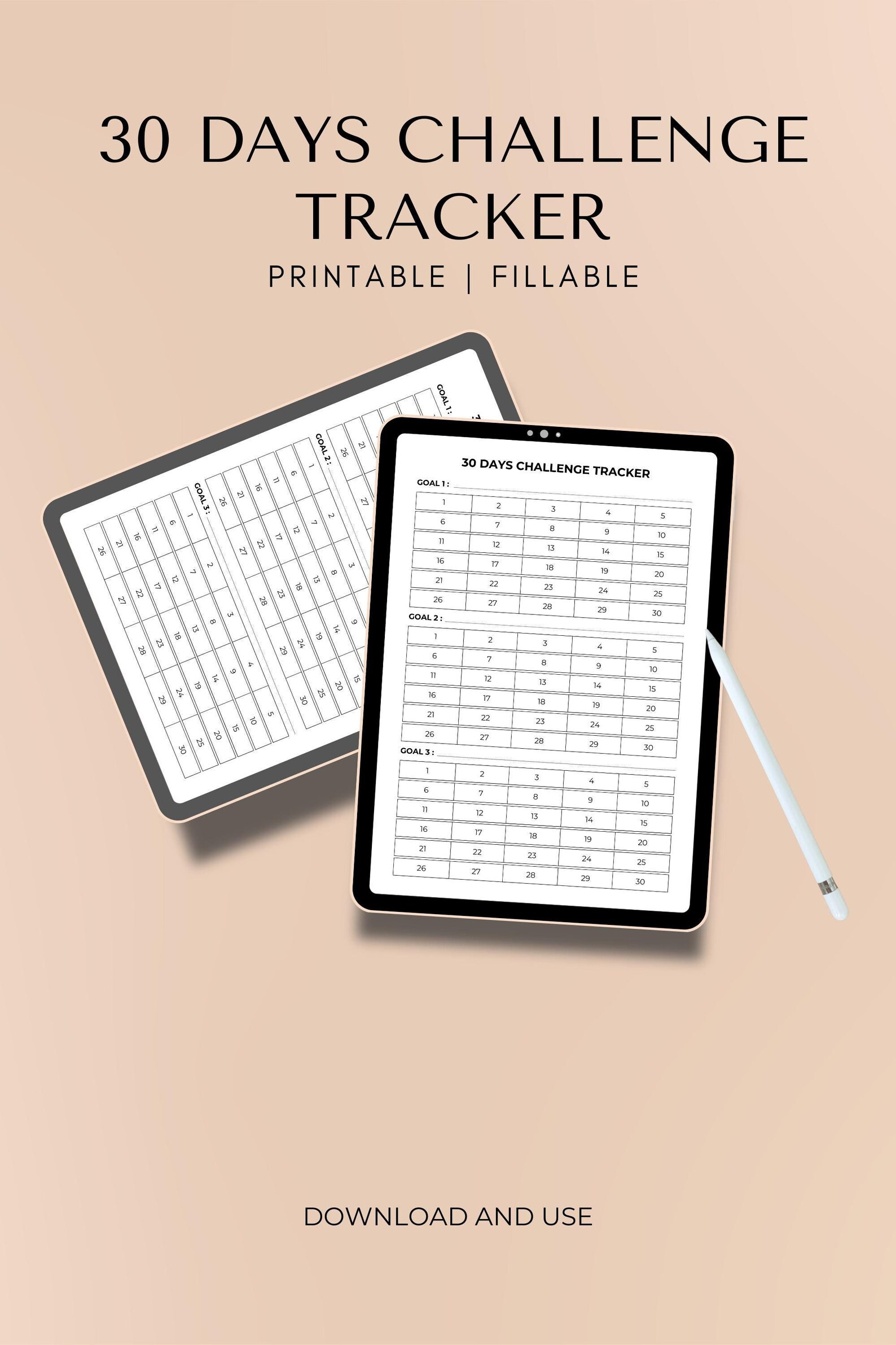 30 Days Challenge Tracker Set 3 Goals for January New Year Resolution ...