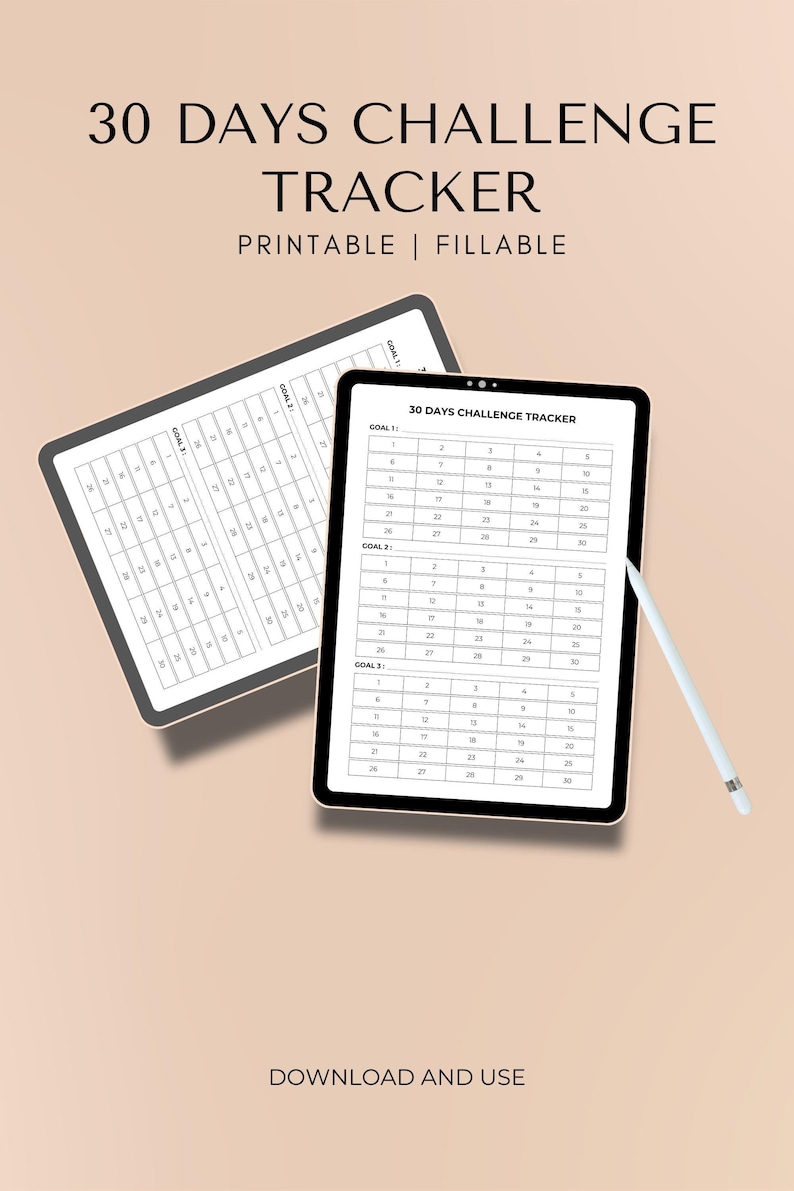 30 Days Challenge Tracker Set 3 Goals for January New Year Resolution ...