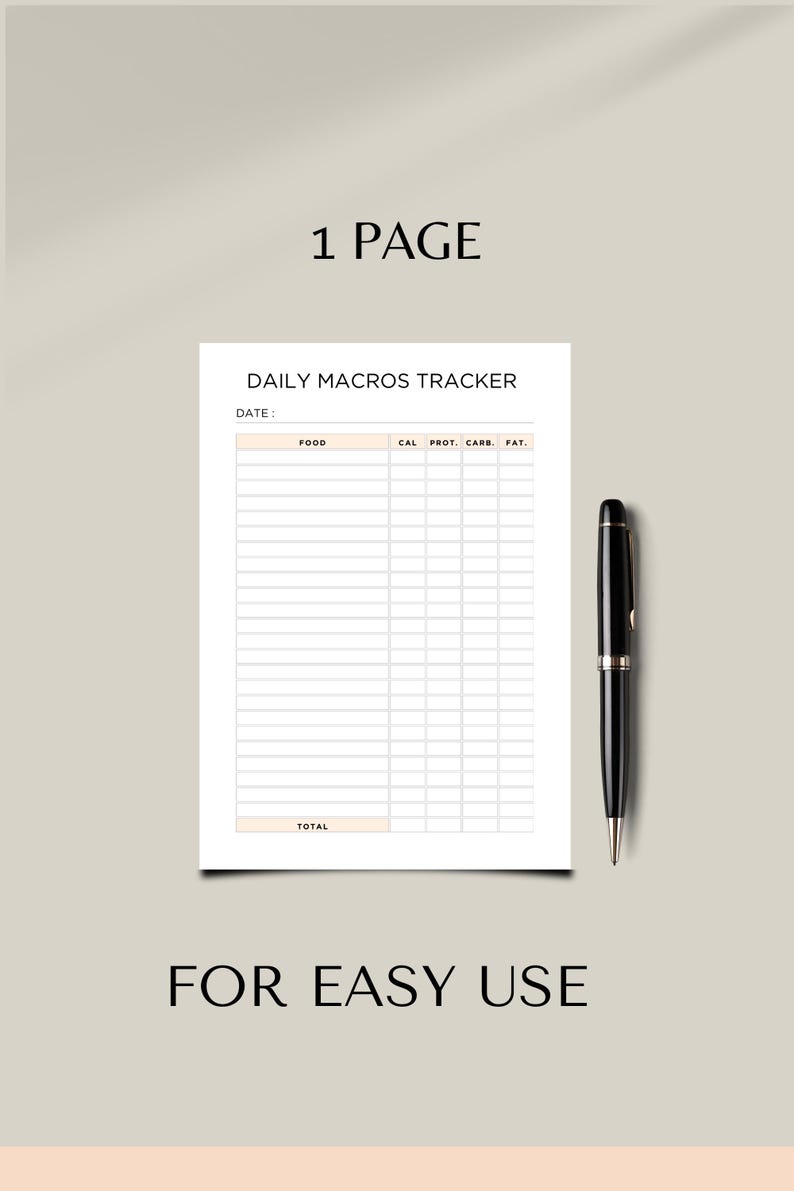 Daily Macro Tracker: Printable Food Journal (PDF) - Etsy